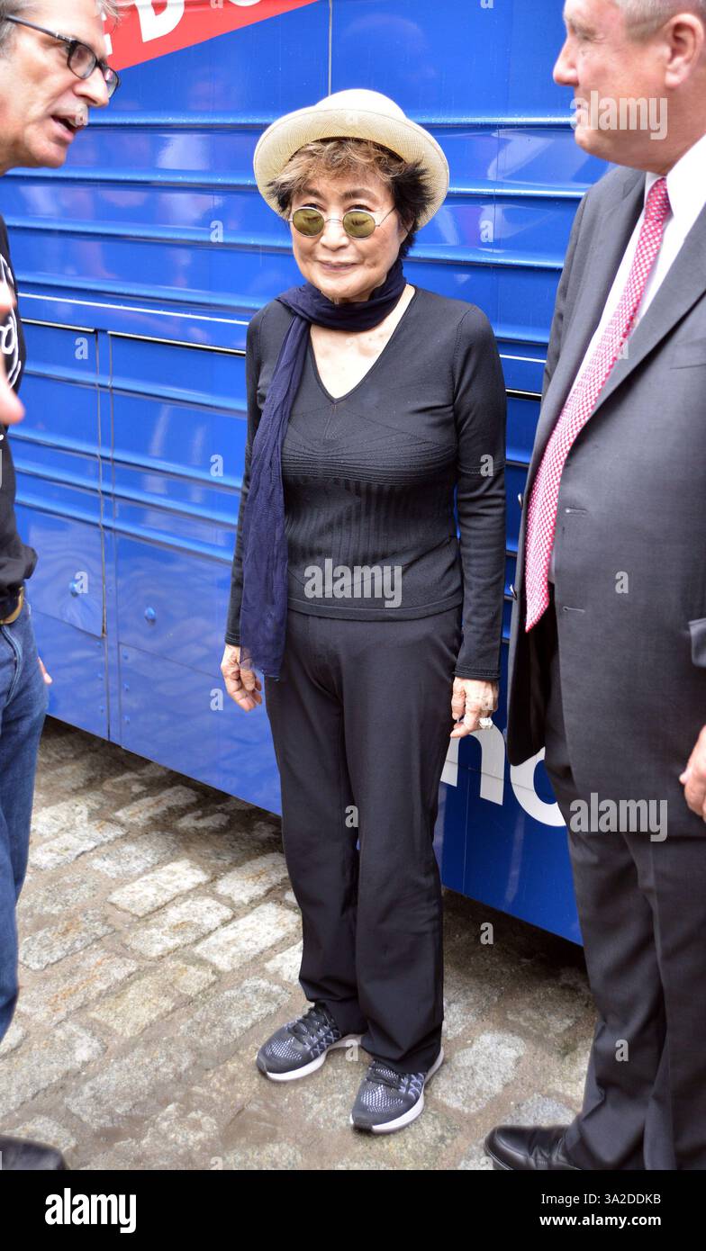 Yoko Ono launches the John Lennon Educational Bus Tour at City Hall on ...