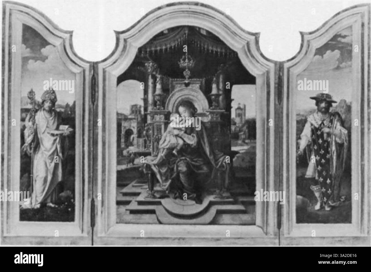 This painting by Jan van Scorel and Pieter Coeck van Aelst depicts a religious scene with highly ...