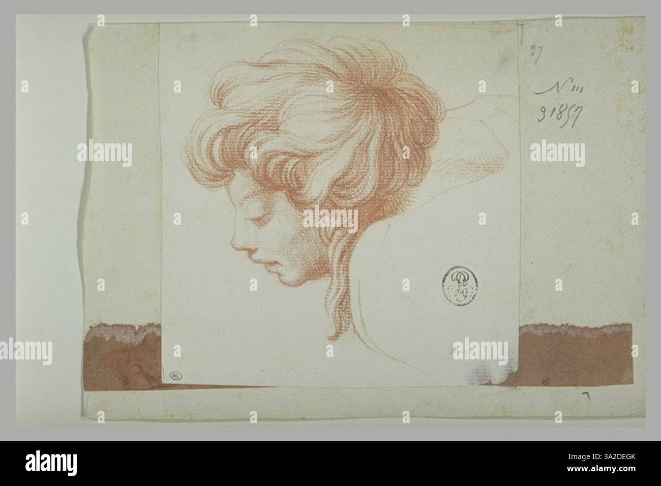This drawing shows the profile of a young man, based on a figure from ...