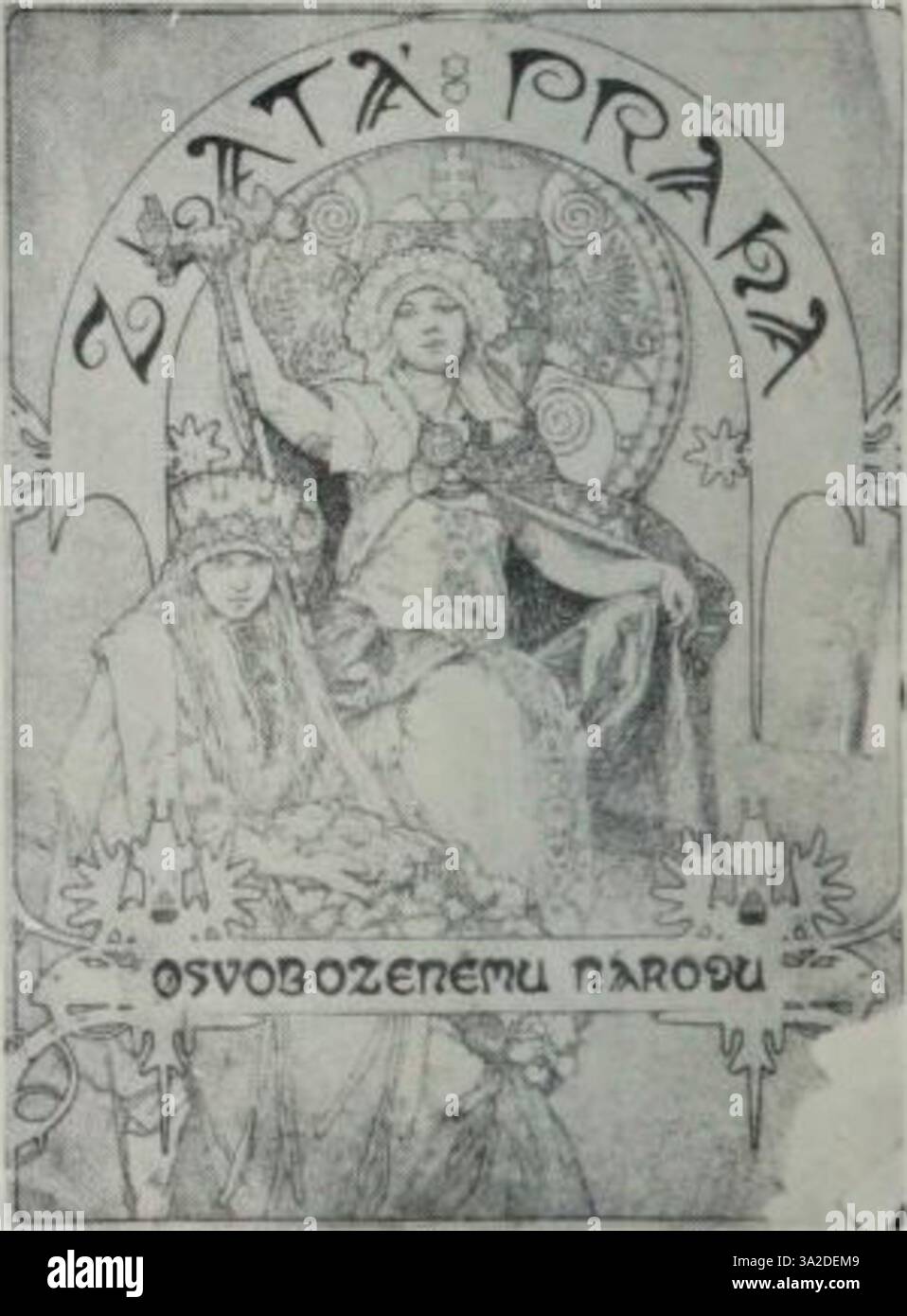 A print by Alphonse Mucha from the 'Bridges' series, depicting an ...