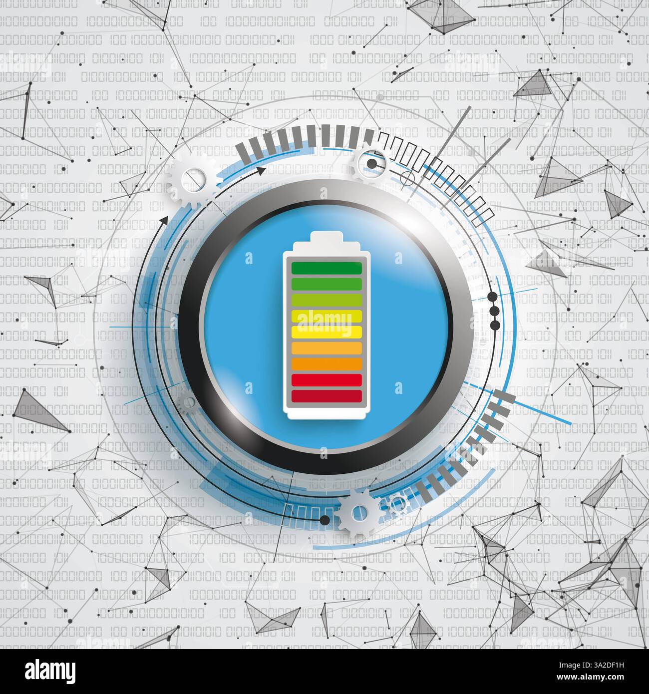 Network Smart Battery Button Abstract background with battery button ...