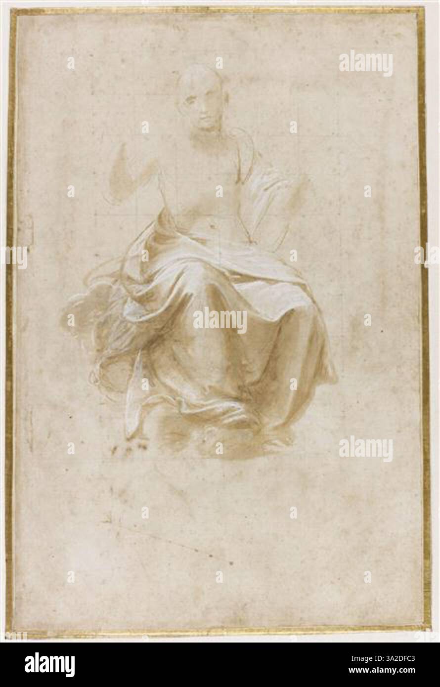 This study features a seated man draped in cloth, capturing the form ...