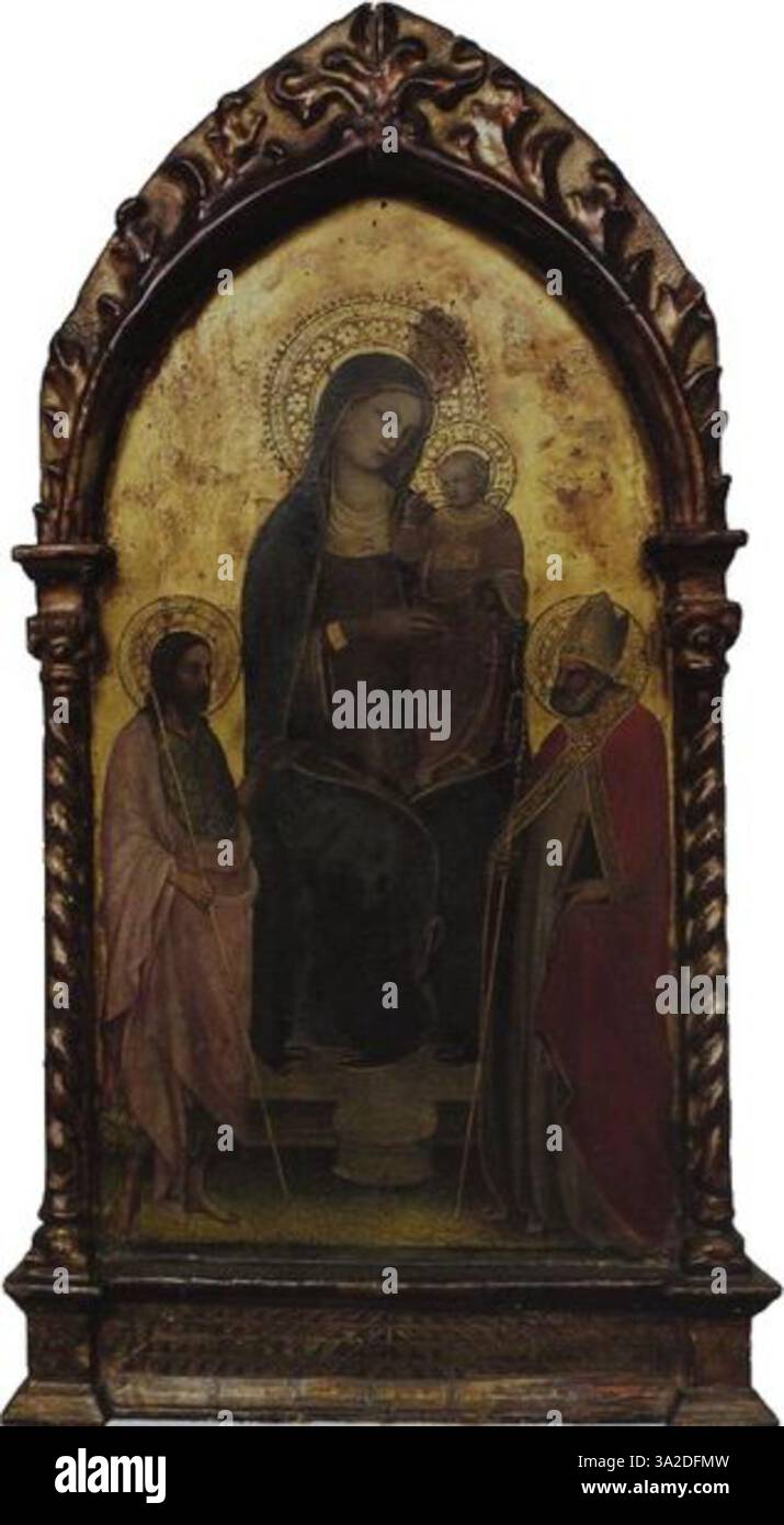 In 'La Vierge et l'Enfant en Trône,' the Virgin Mary is depicted with the Christ Child ...