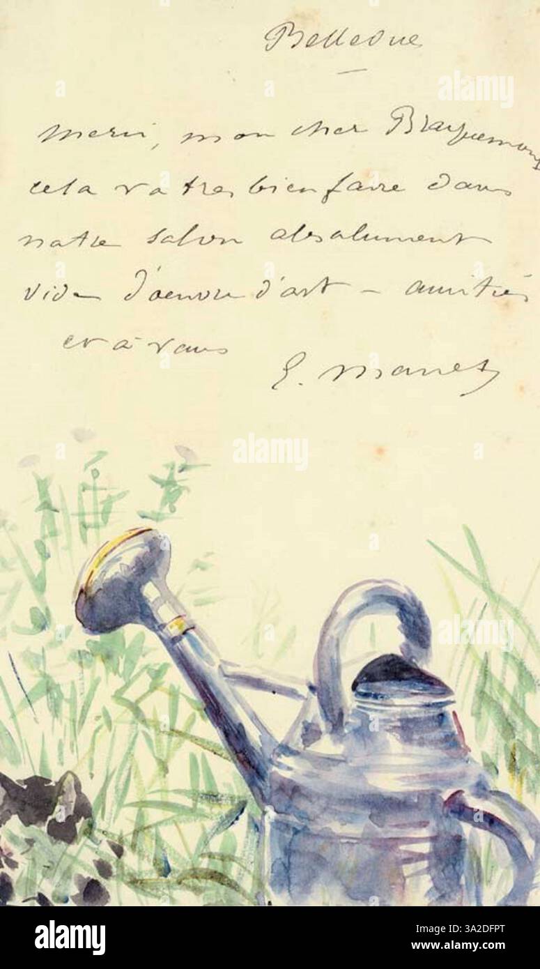 This letter from Manet to the artist Félix Nadar, features a study of a ...