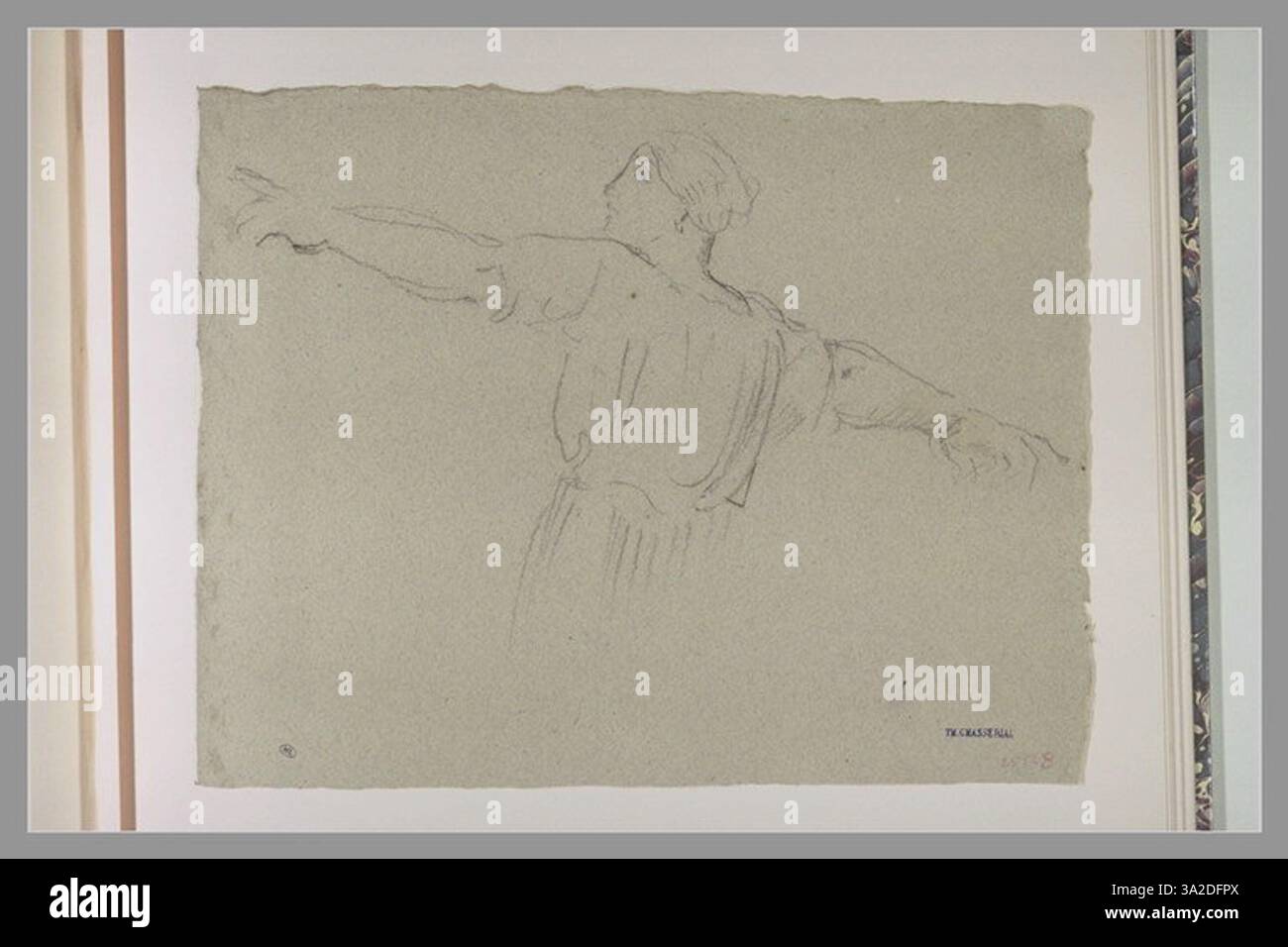 A study of a standing woman with arms extended outward, viewed from ...