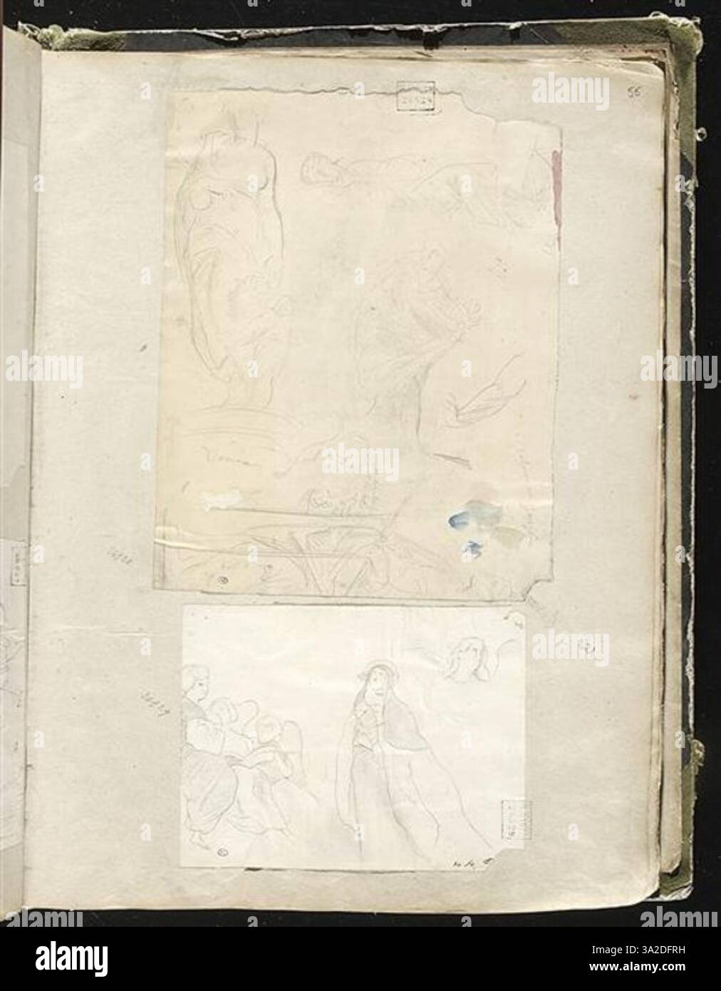 This drawing features women alongside decorative motifs, highlighting ...