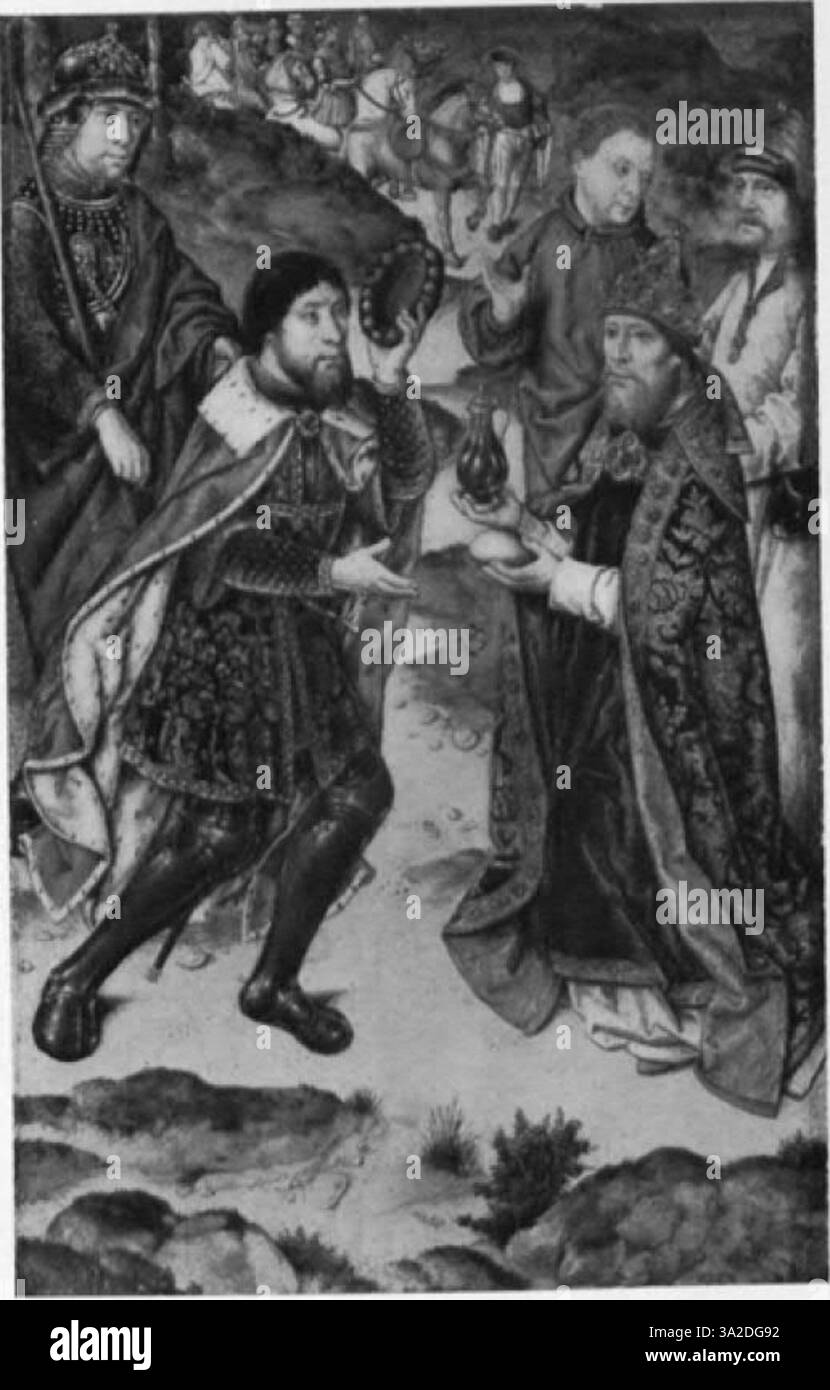 This image shows figures in a sacred setting, their devotion and ...