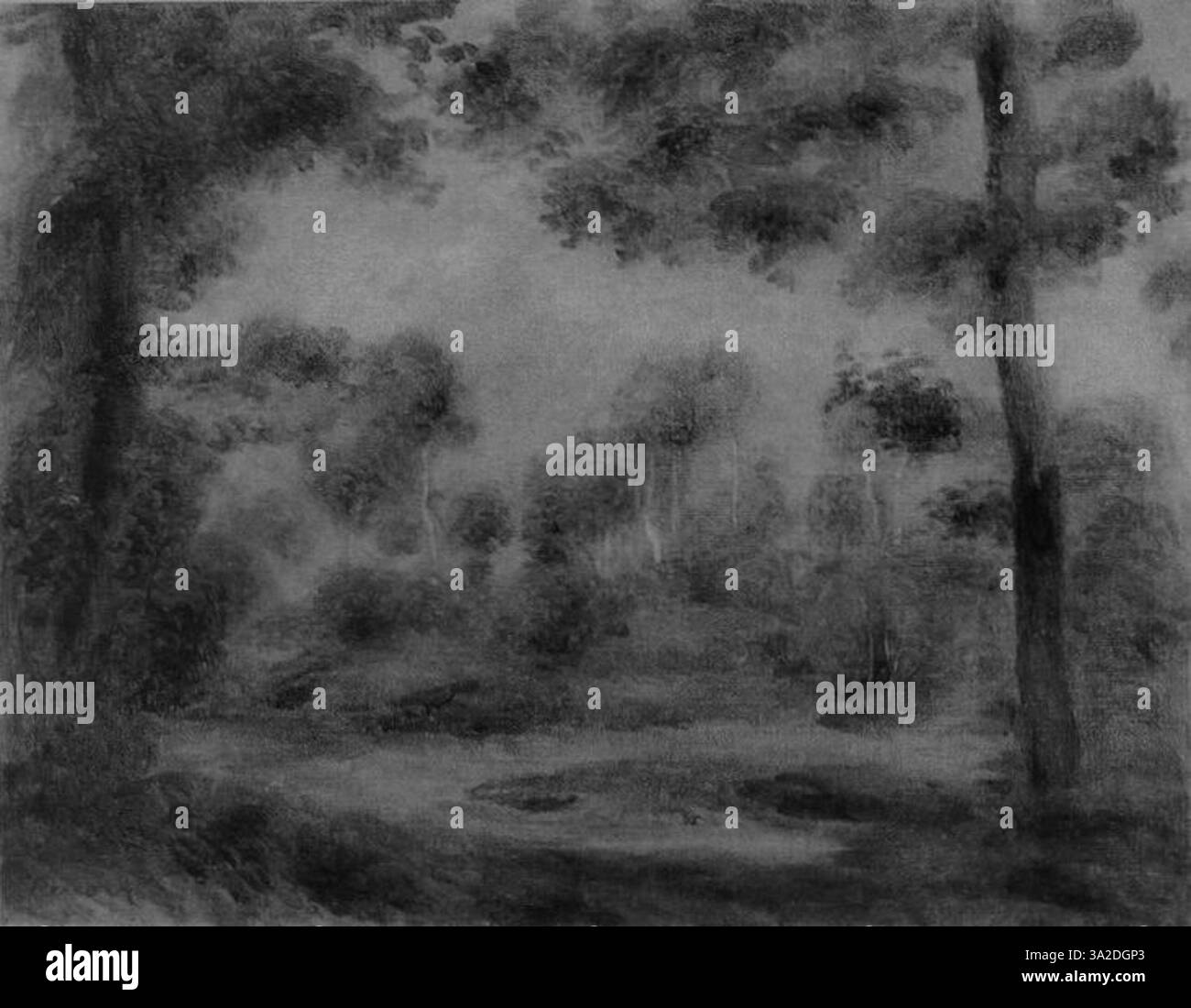 Renoir 2896 depicts figures in a peaceful outdoor moment, with soft ...