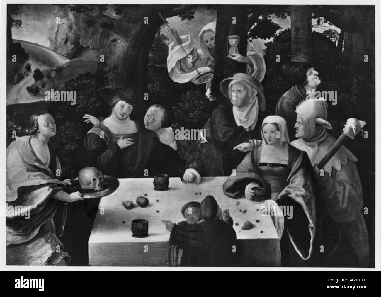 Allegory about the transience of the human life Black and White Stock ...