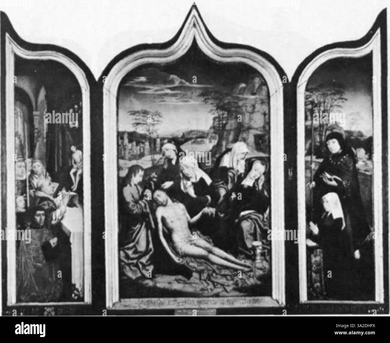 This work by Jan van Scorel and Pieter Coeck van Aelst features highly detailed religious scenes ...