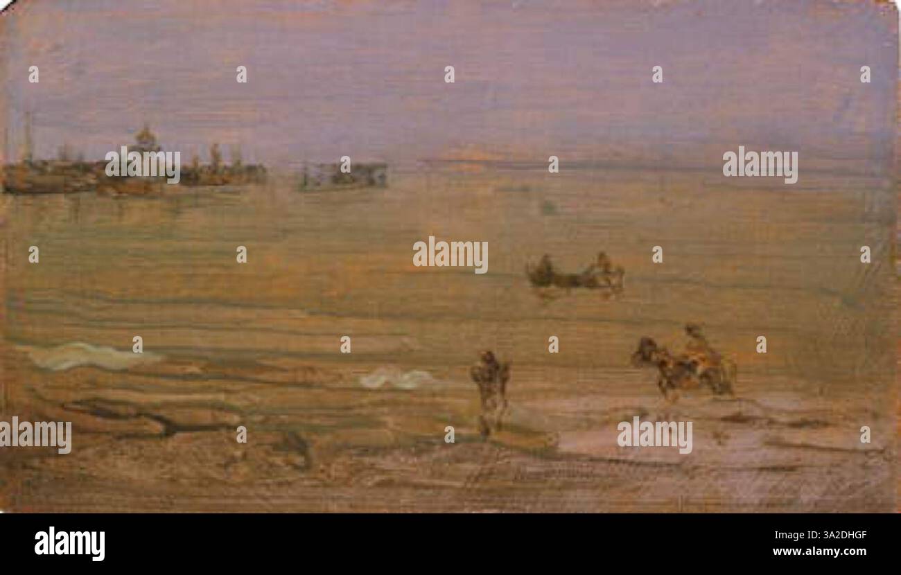 'The Pier: A Grey Note' (1884) by Whistler depicts a grey-toned seascape, illustrating the ...