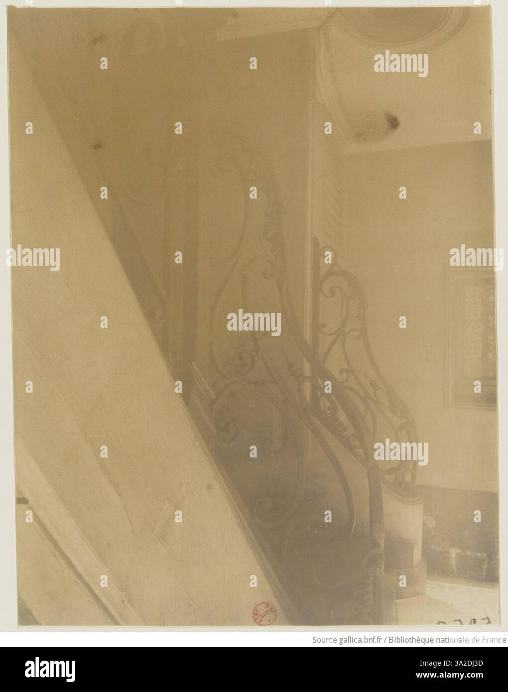 This photograph by Eugène Atget presents the staircase at 23 Rue de ...