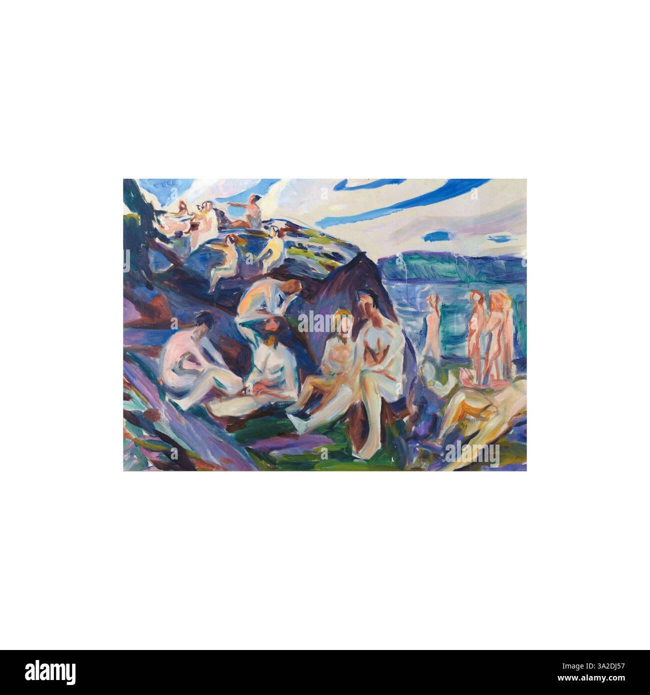 This circa 1915 painting by Edvard Munch, titled 'Bathers on Rocks ...