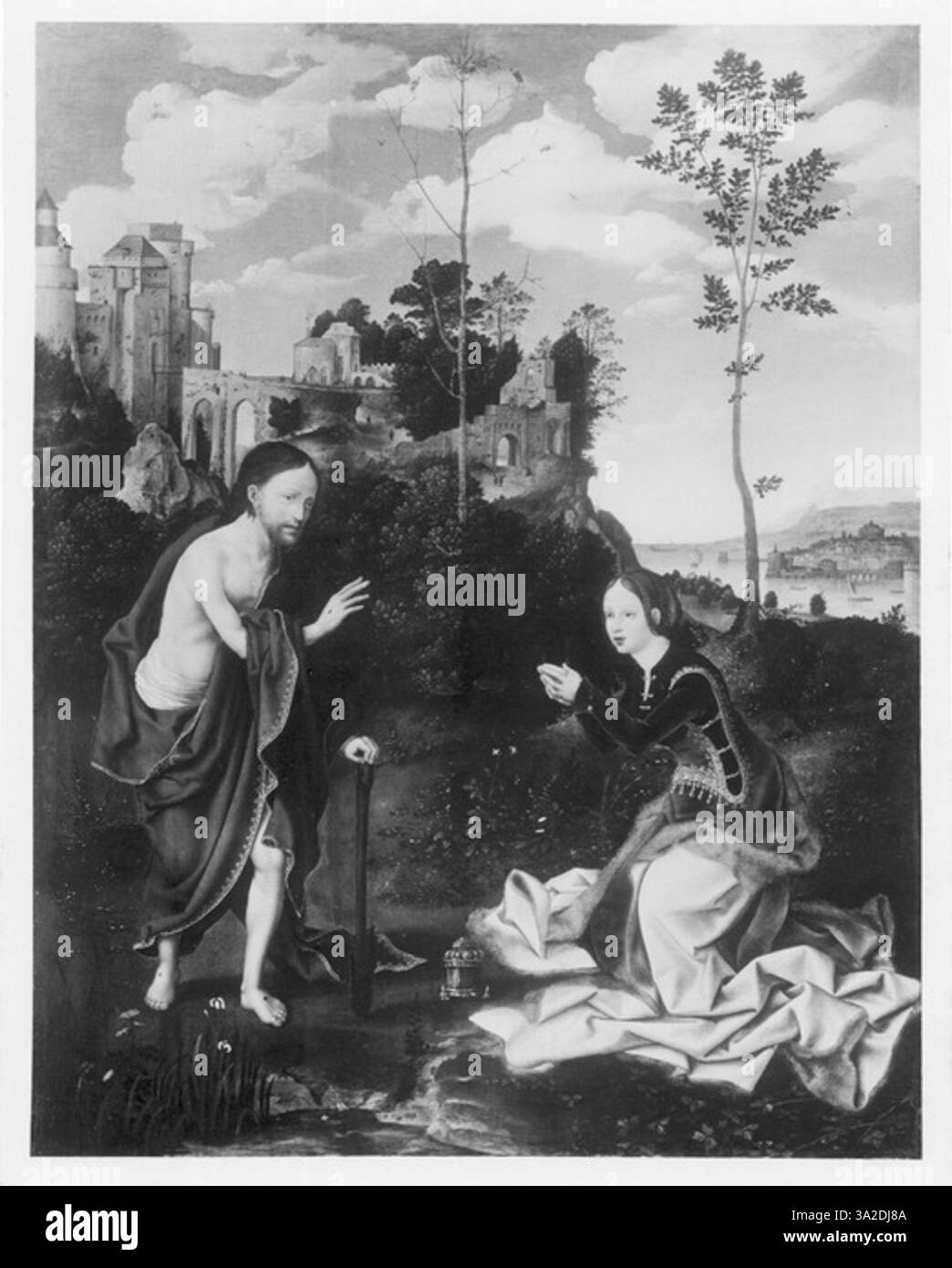 This 16th-century painting attributed to Joos van Cleve shows Christ appearing to Mary Magdalene ...