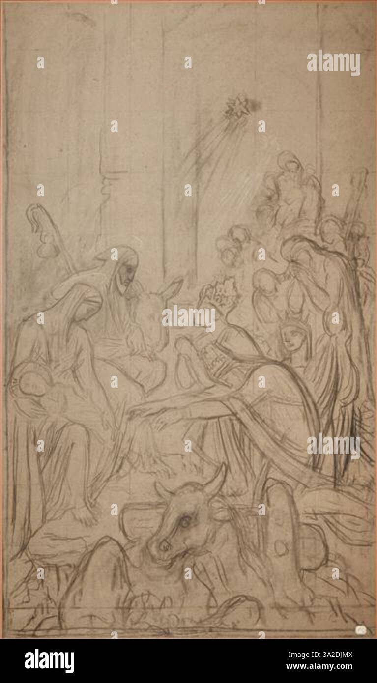This study shows the Magi paying homage to the infant Jesus in a richly ...