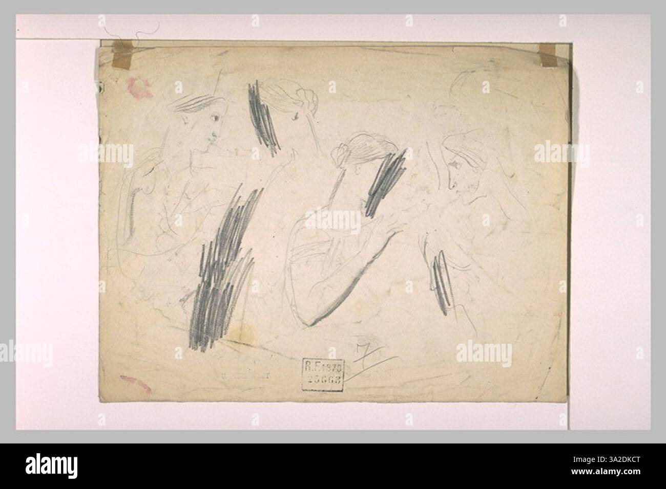 Chassériau’s verso drawing includes various studies of female figures ...