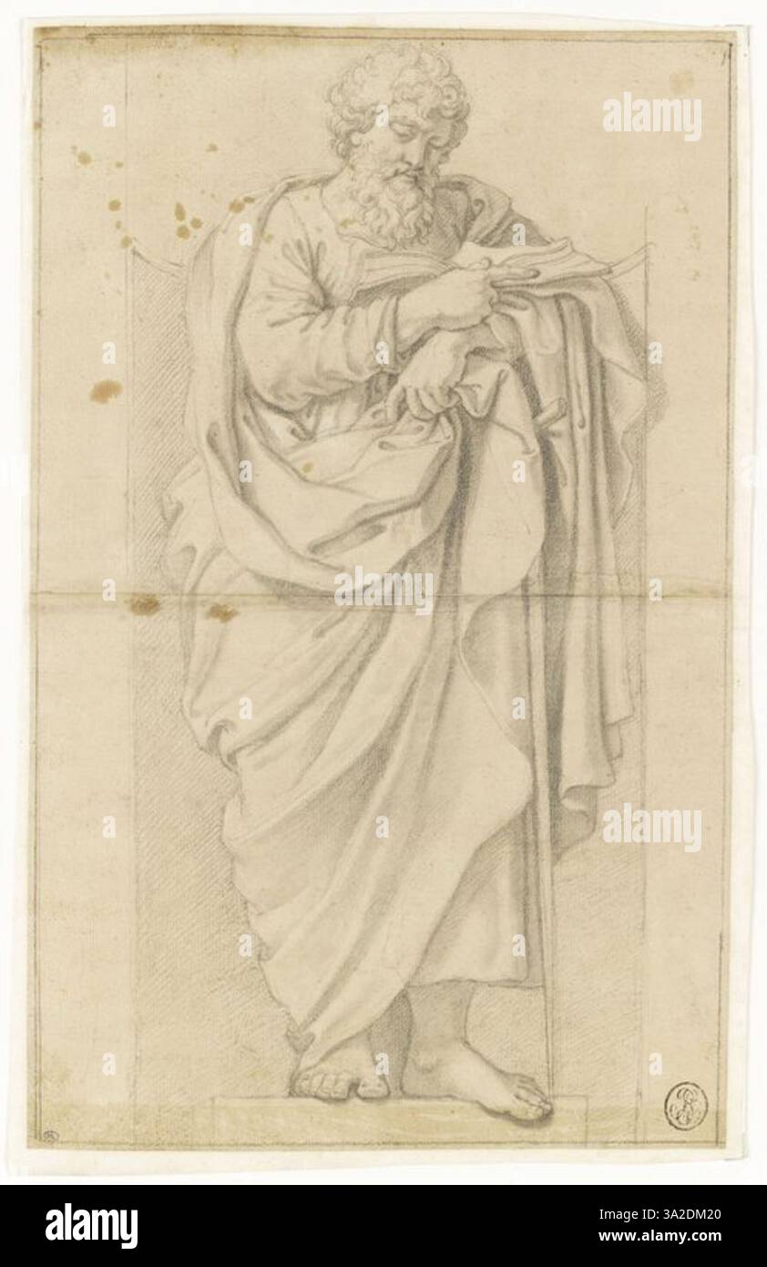 Guido Reni’s study of Saint Paul leaning on his sword, reading. This composition highlights Reni ...