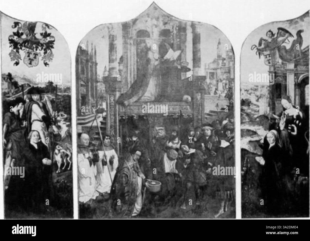 This artwork by Joos van Cleve, Jan Provost, and Joachim Patenier depicts a religious figure in ...