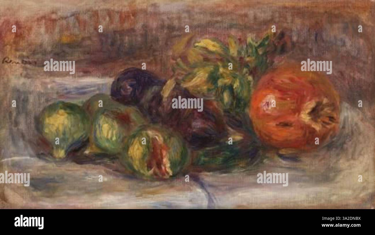 This still life by Renoir features pomegranates and figs arranged ...