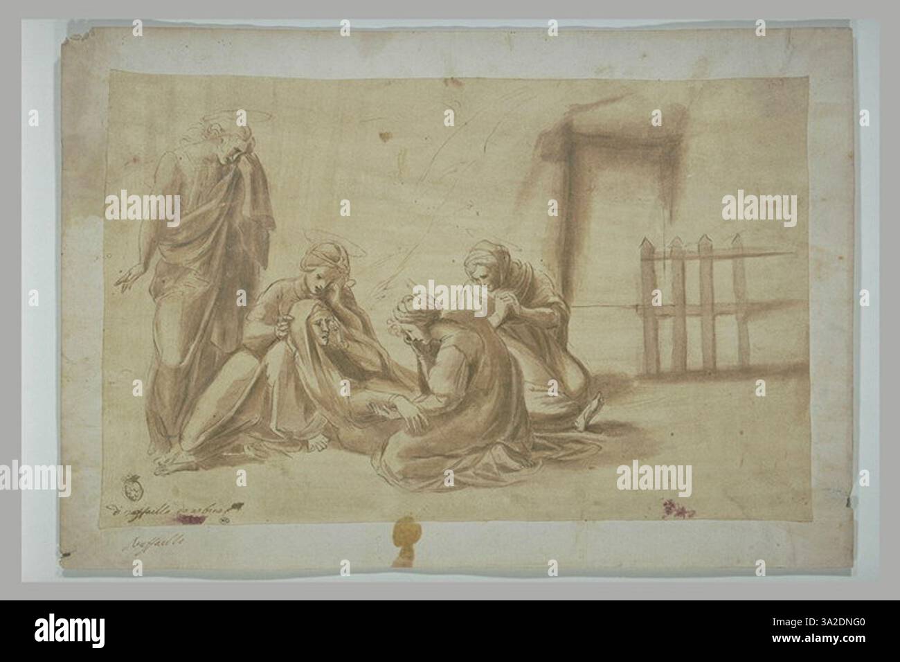 This copy of Raphael’s 'The Fainting Virgin with St. John and Holy Women at the Tomb' shows the ...