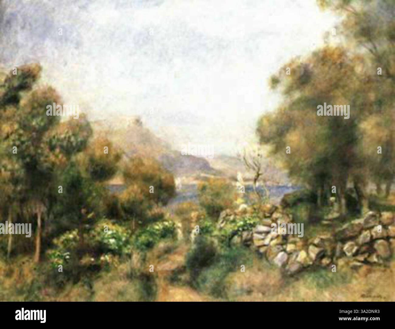 'Antibes' portrays a coastal scene with soft brushwork, capturing the ...