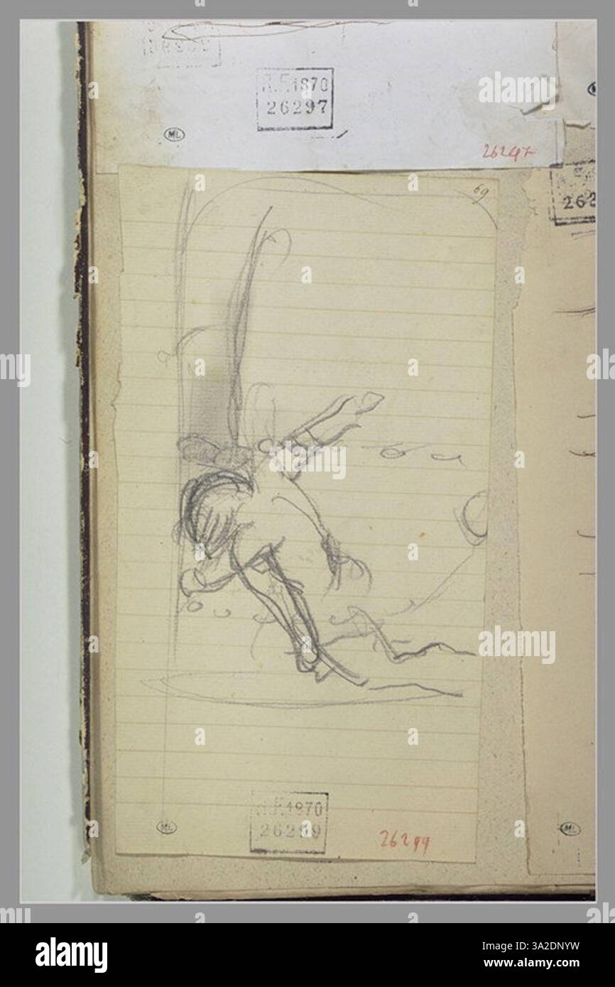 This piece shows a prisoner in chains, illustrating themes of captivity ...