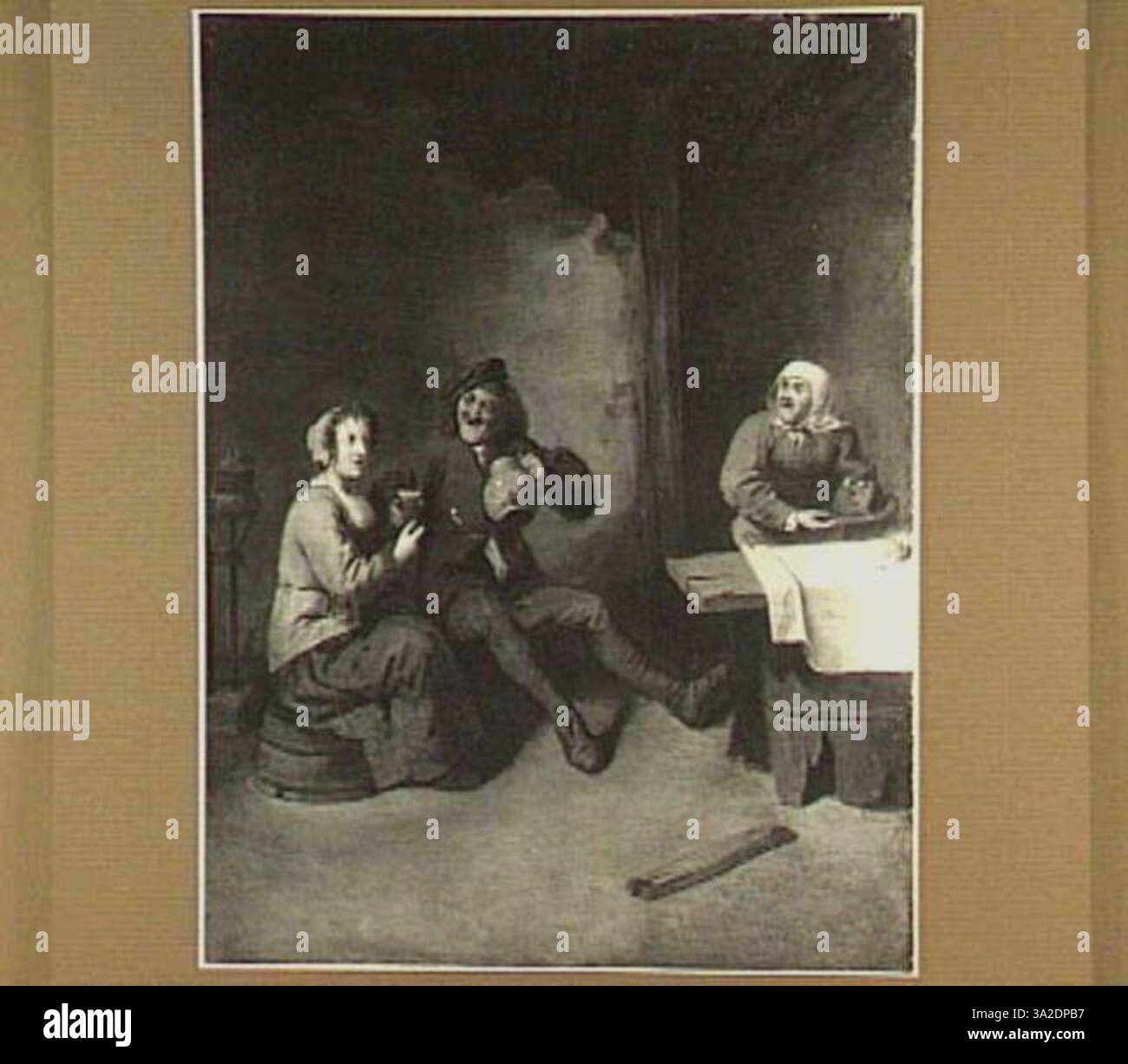 This 17th-century painting depicts a farmer drinking with two women in ...