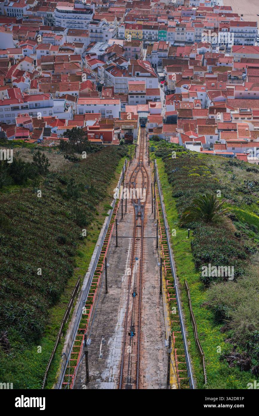 Lift from Nazare beach to the upper area of the city Stock Photo - Alamy