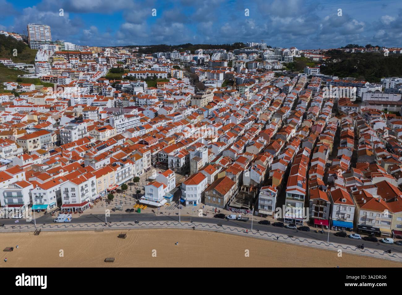 Aerial view of Nazare beach and cityscape, Portugal Stock Photo - Alamy
