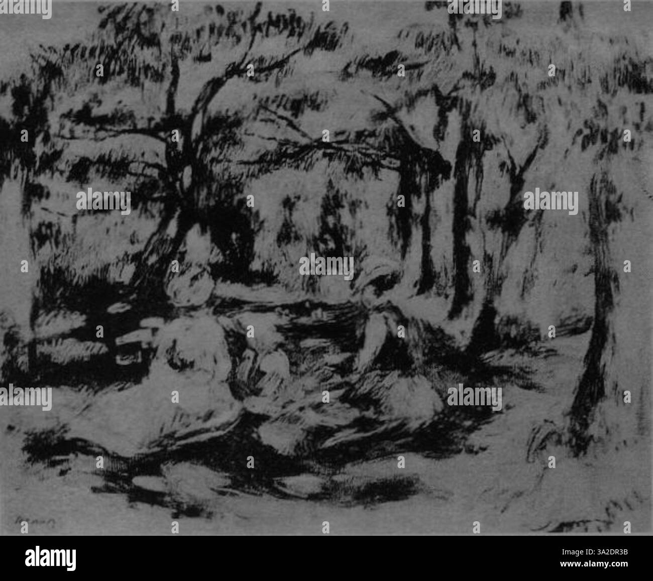 'Renoir 962' depicts figures in an outdoor gathering, with a bright ...