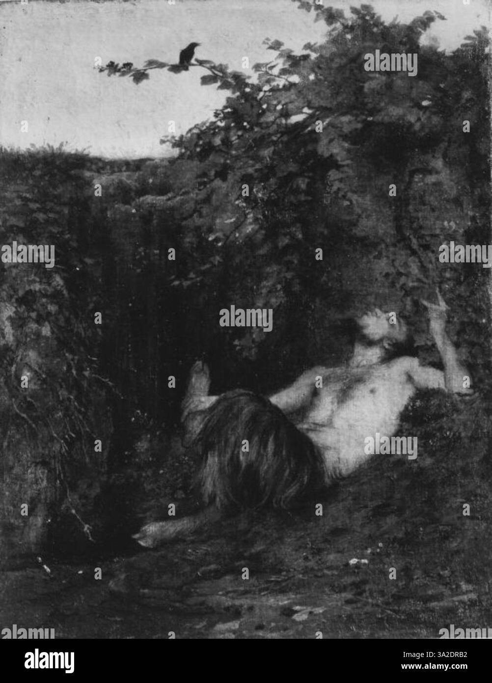 'Faun und Amsel' (1866) presents a mythological faun interacting with a ...