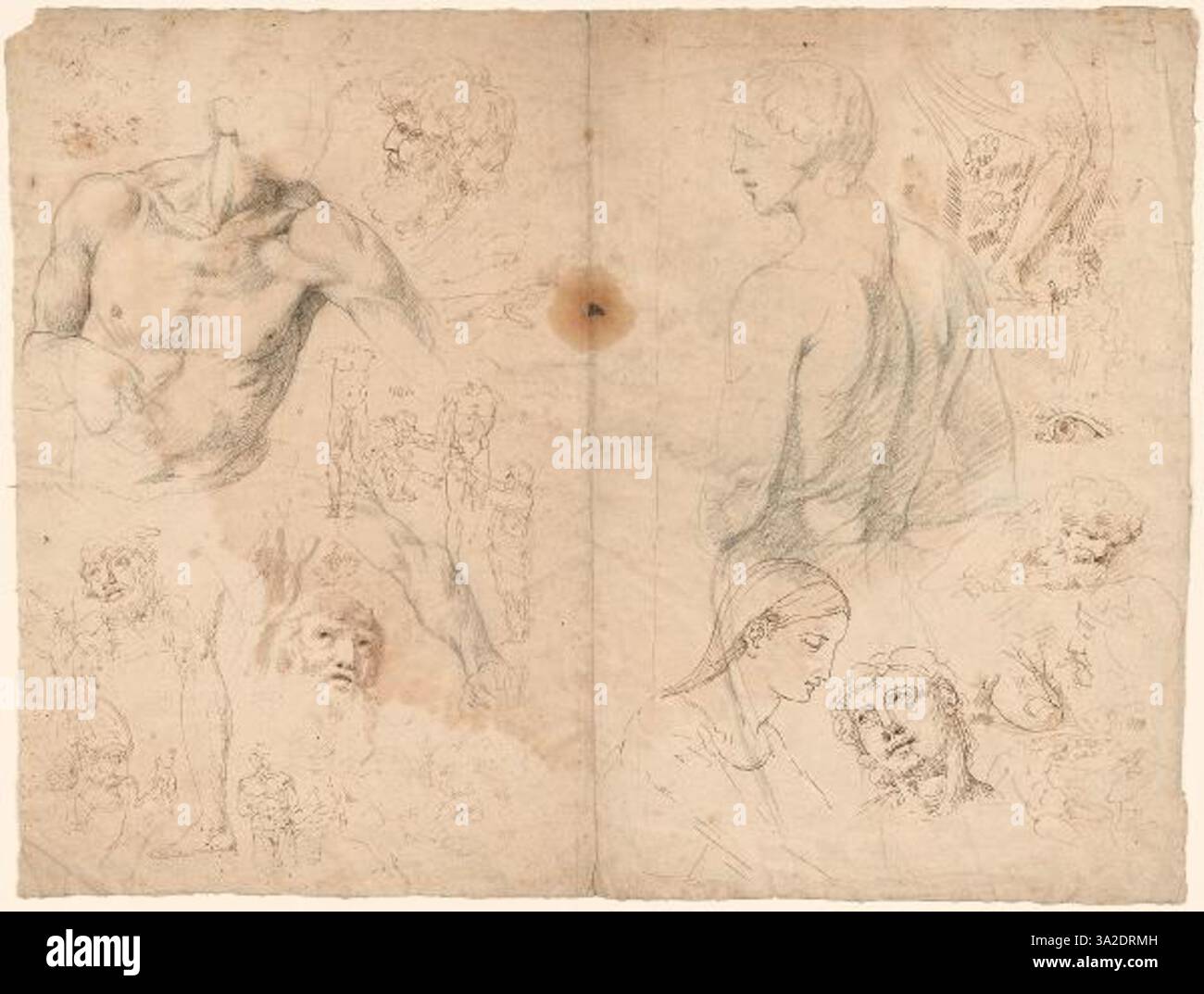 This study sheet by Fuseli includes sketches of heads and figures ...