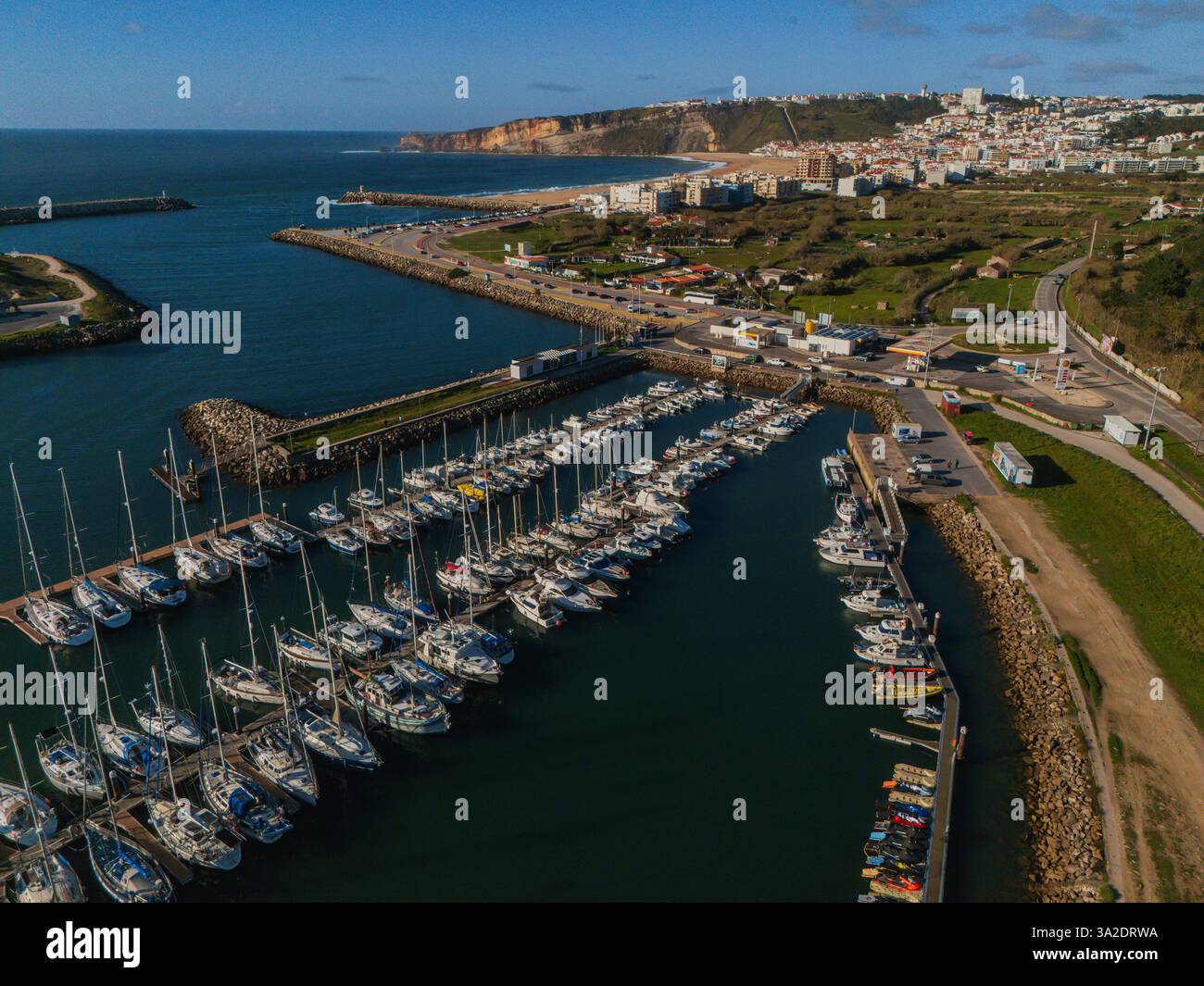 Aerial view of Port and Marina of Nazare, Portugal Stock Photo - Alamy