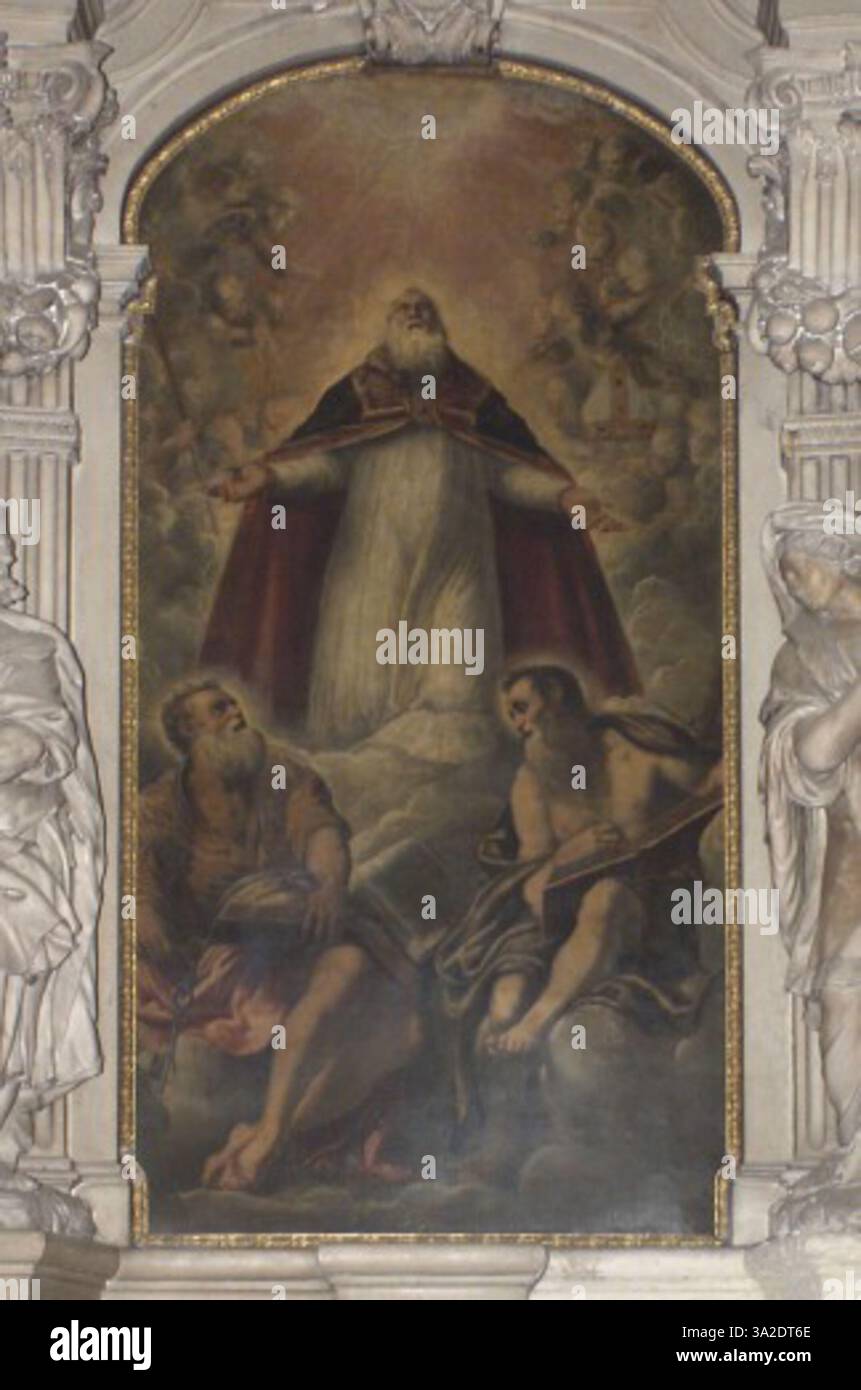 San Marziale tra San Pietro e San Paolo by Jacopo Tintoretto depicts ...