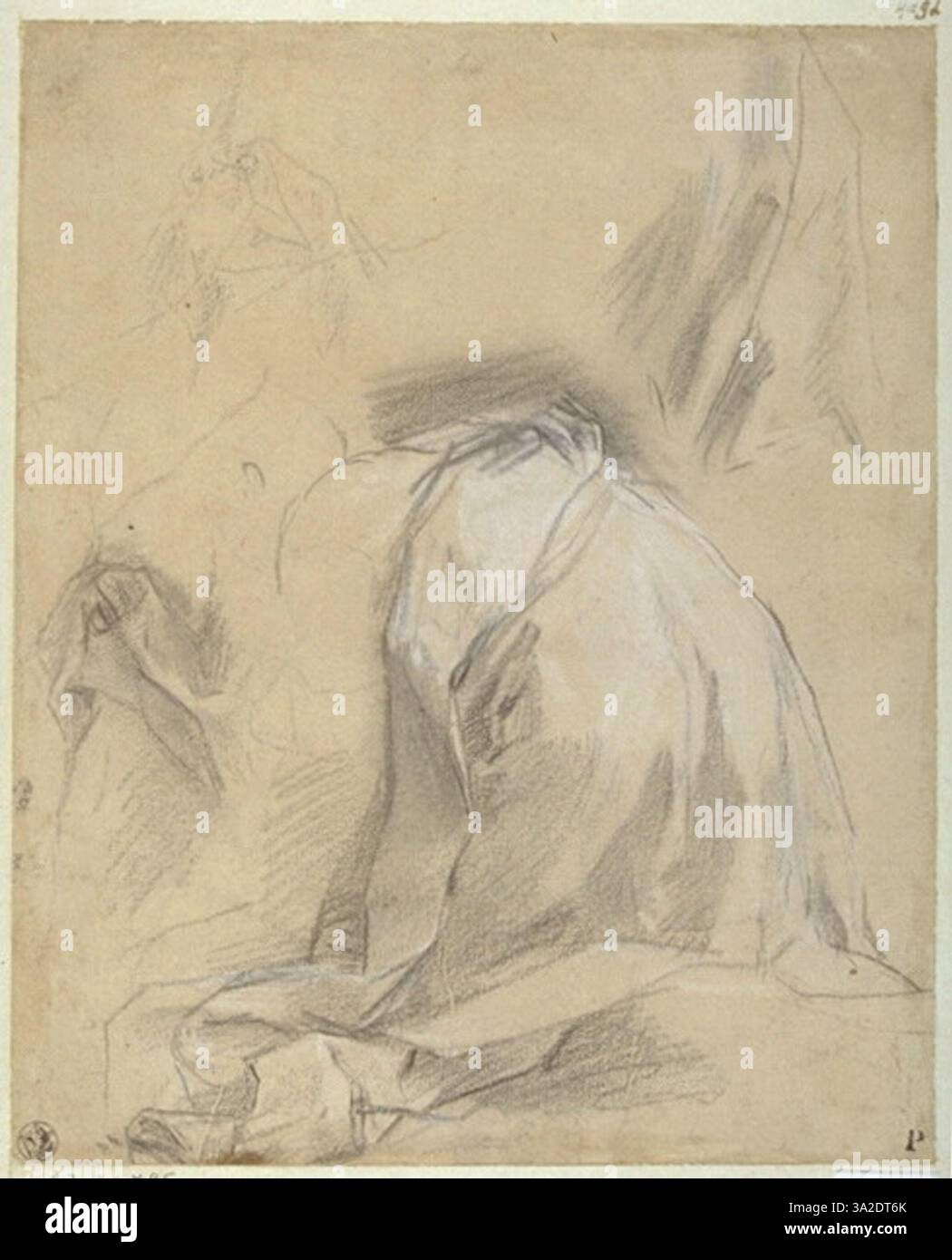 A rear view study of a kneeling figure by Barocci, highlighting the ...