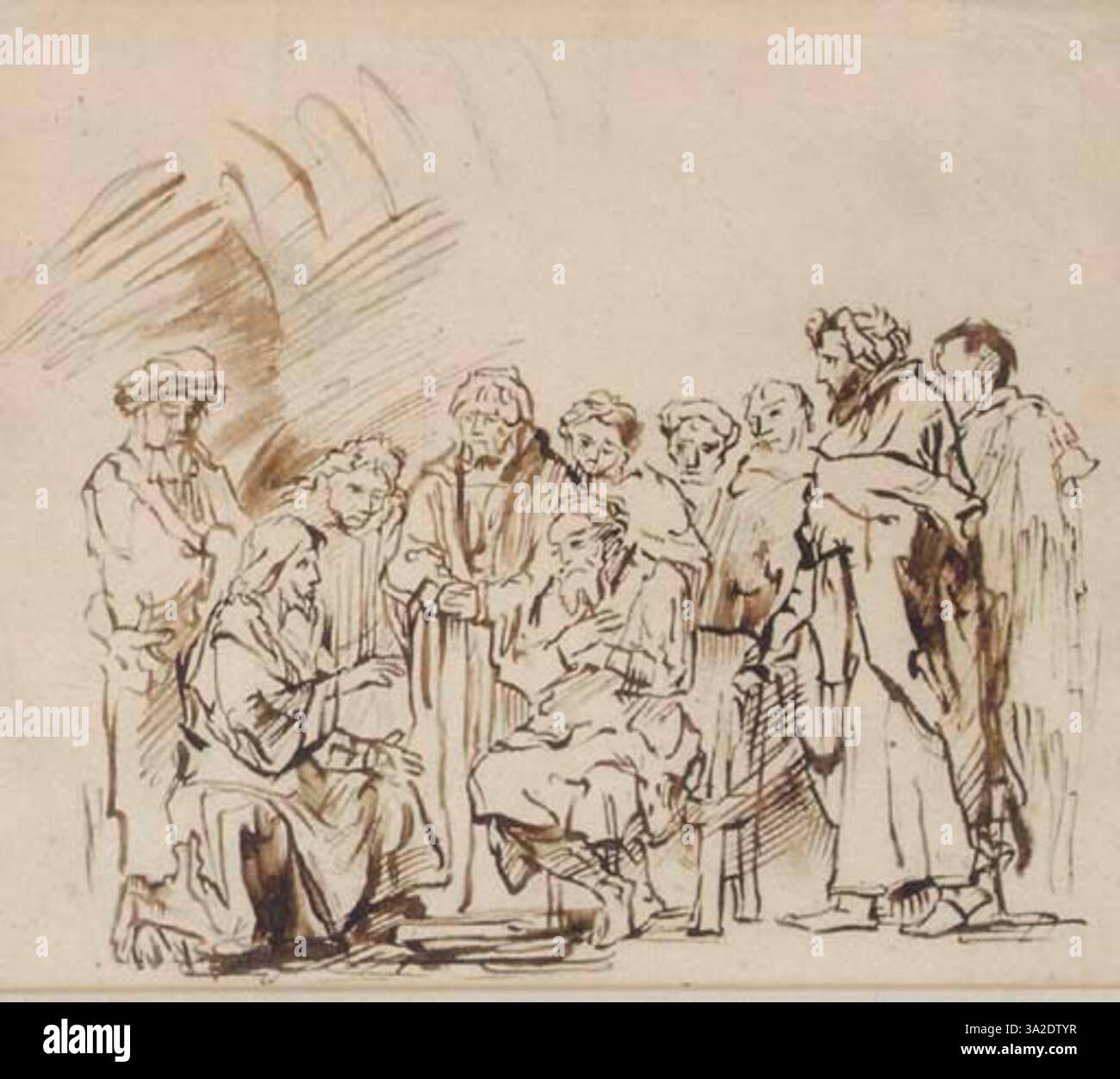 This scene depicts Christ washing the feet of Saint Peter, emphasizing ...