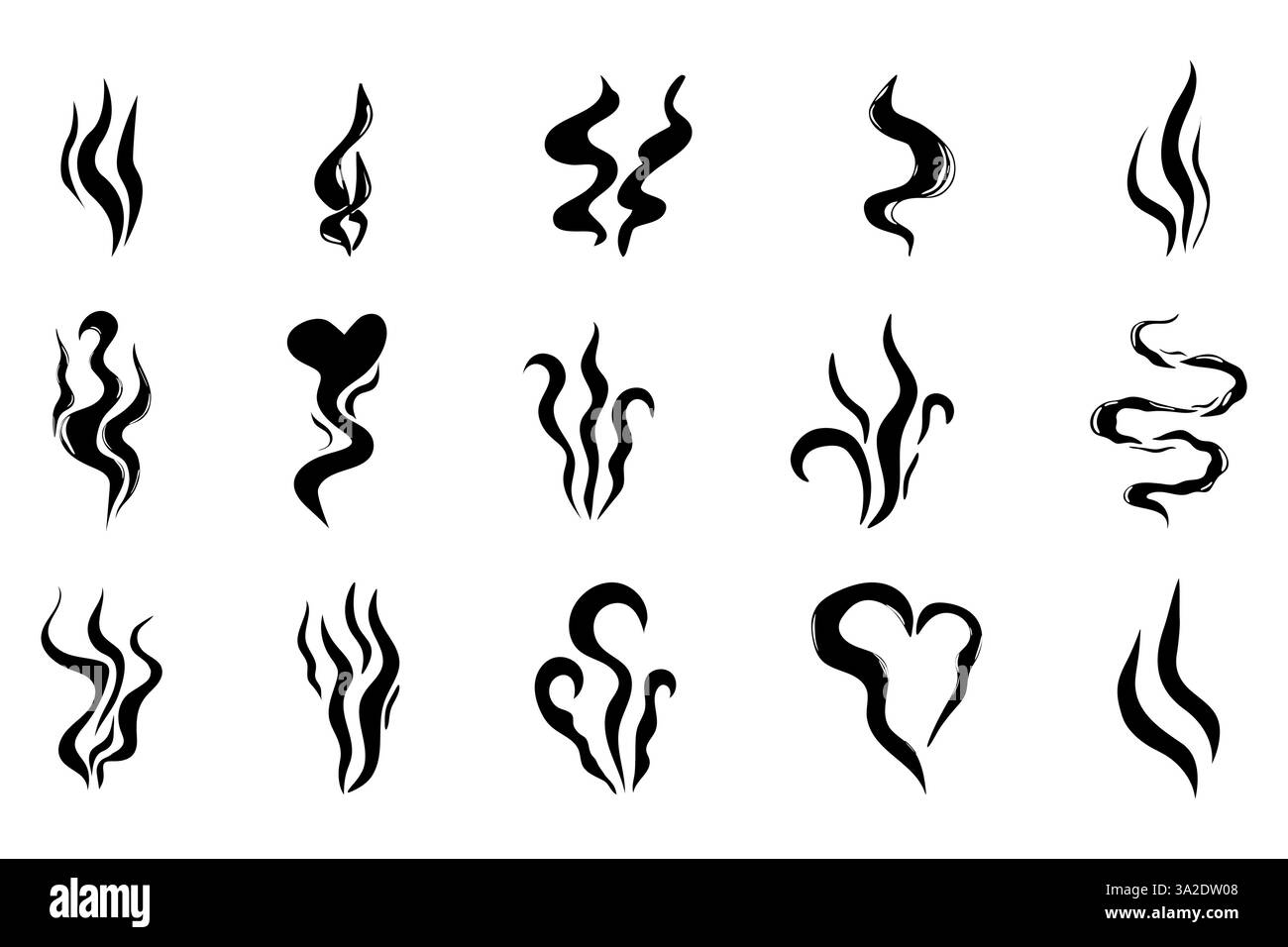 Steam smoke hand drawn line comic doodle. Aroma trail, cloud or wind ...