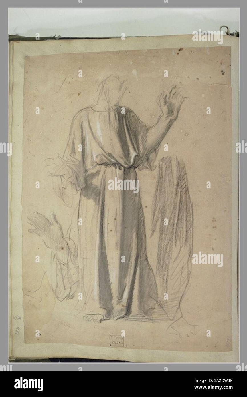 Chassériau’s drawing depicts Christ with his arms spread wide. The ...