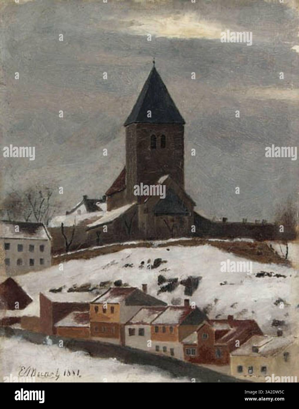 'Alte Acker Kirche' (1881) by Edvard Munch depicts a rural church scene ...