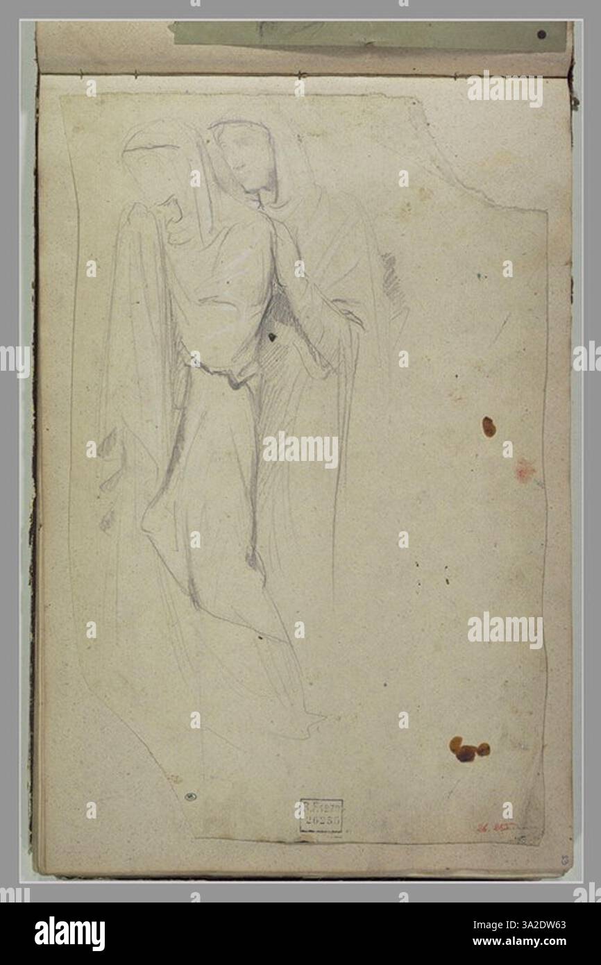 This work presents two women seen in a three-quarter view to the left ...