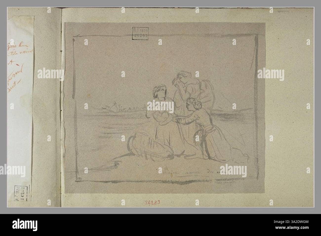 This piece depicts the biblical scene of Moses being saved from the ...