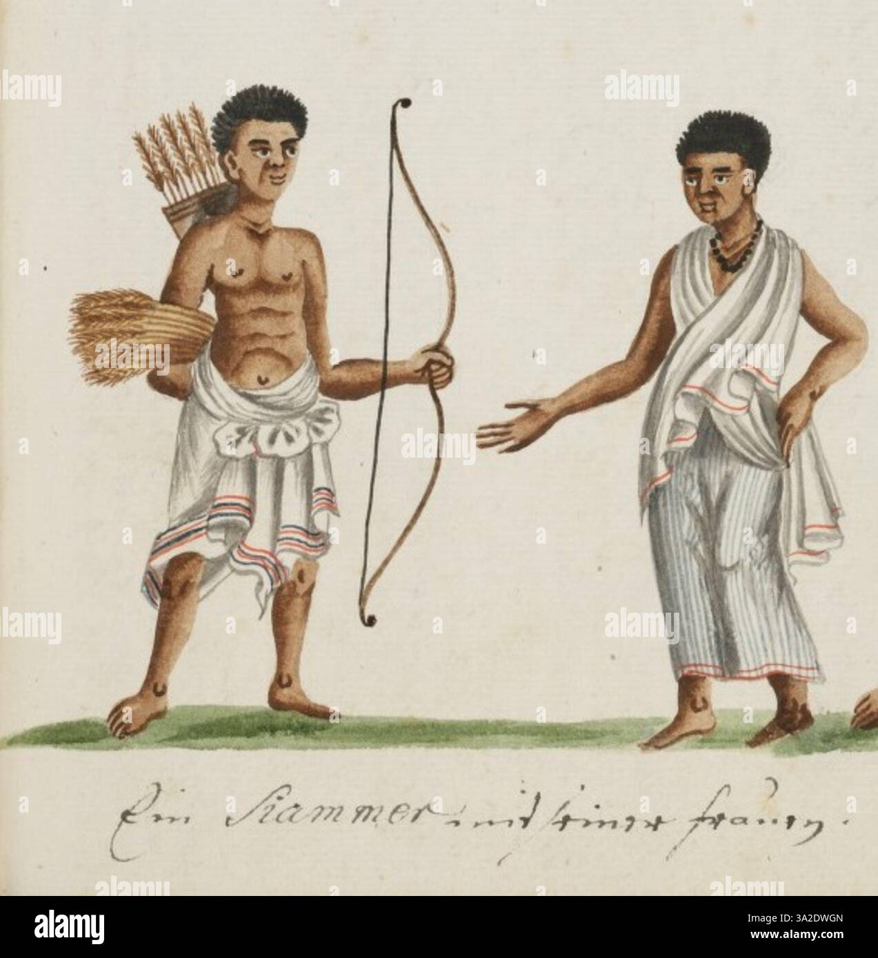 An illustration by Georg Franz Müller depicting a Siamese (Thai) couple ...