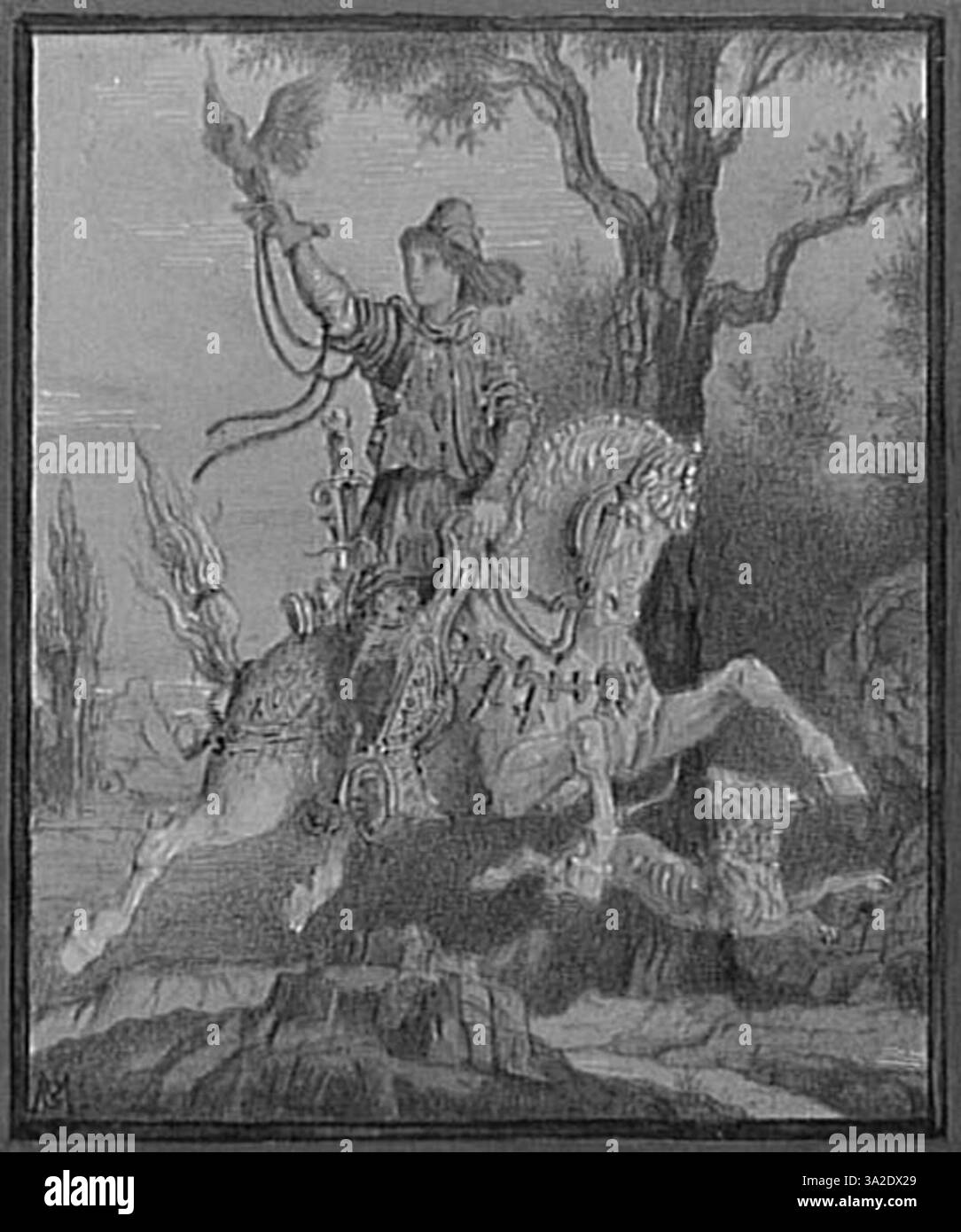 *Le Fauconnier* depicts a falconer with a bird of prey, illustrating ...