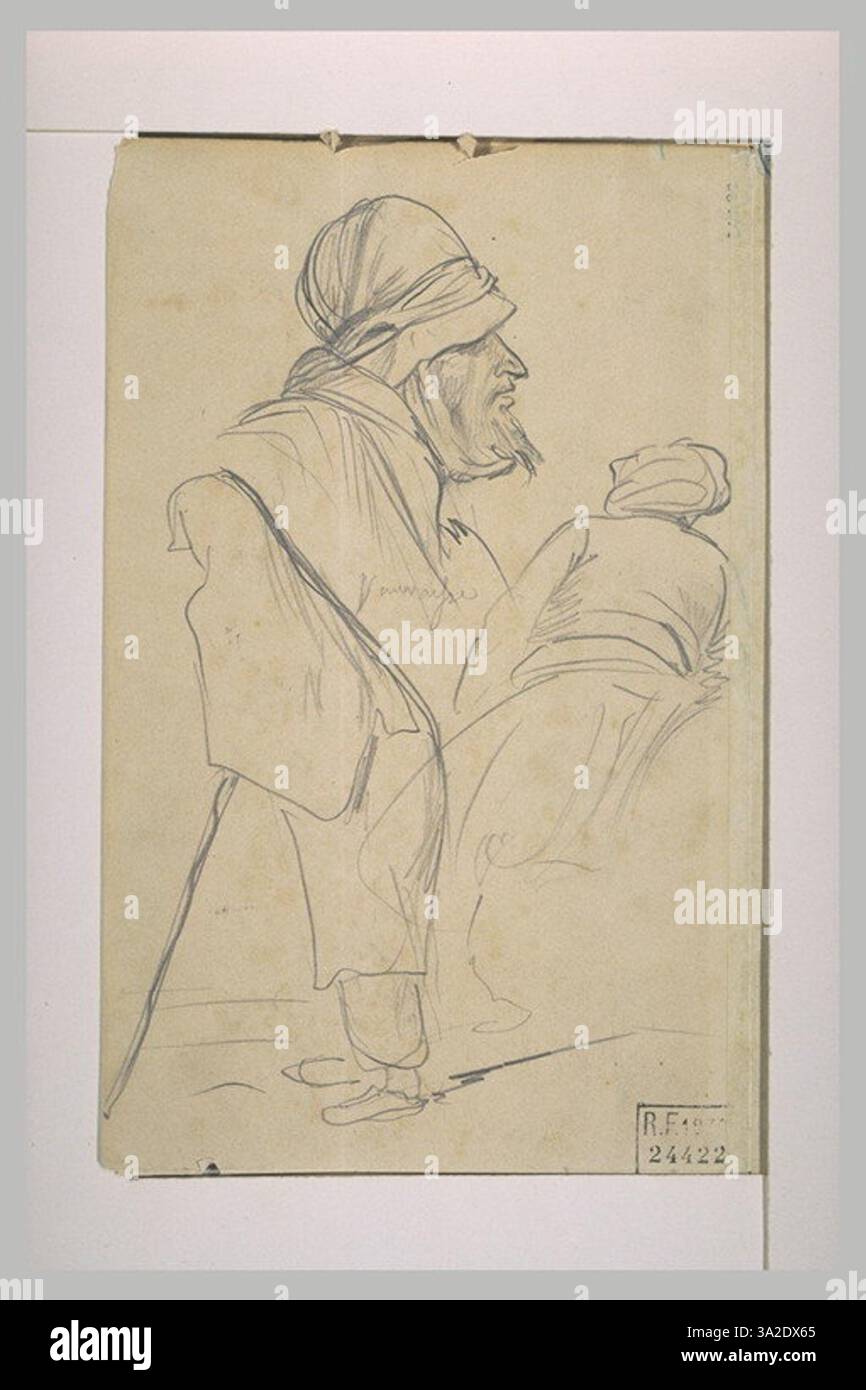 Chassériau’s drawing depicts an elderly Arab man in bust form, in ...
