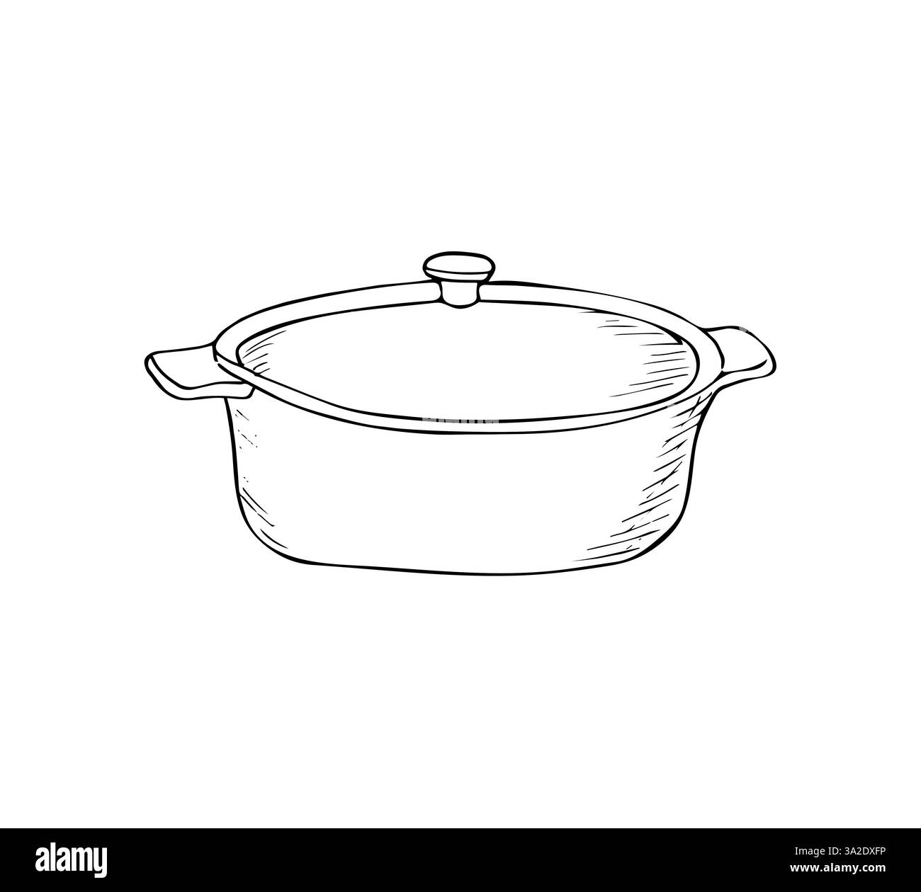 Hand-drawn Cooking pan icon. Cooking pot, saucepan and dripping pan ...