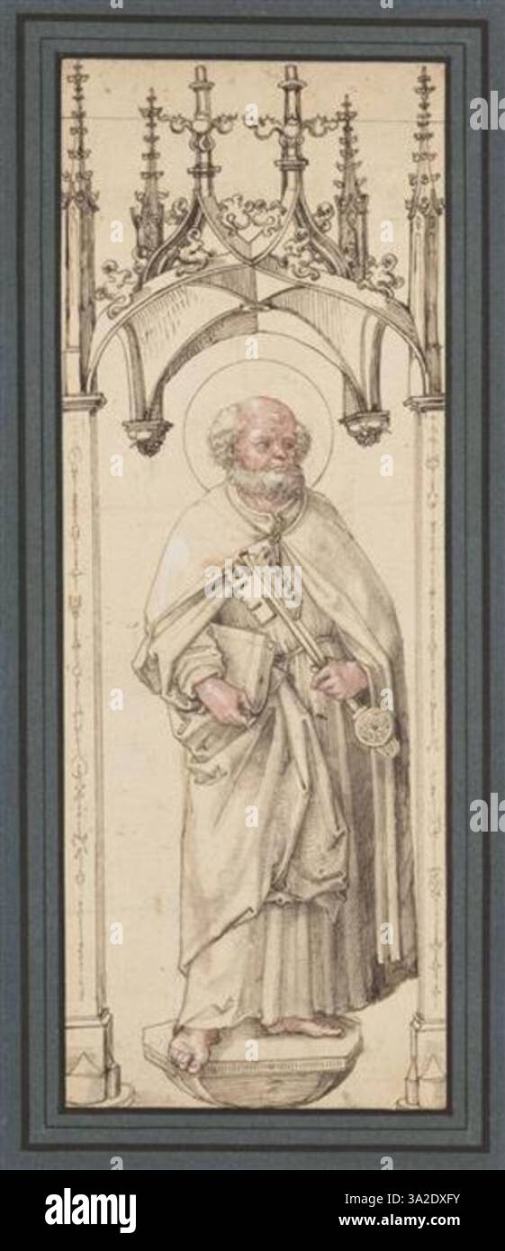A study of Saint Peter, by Dürer’s school, capturing the apostle in a ...