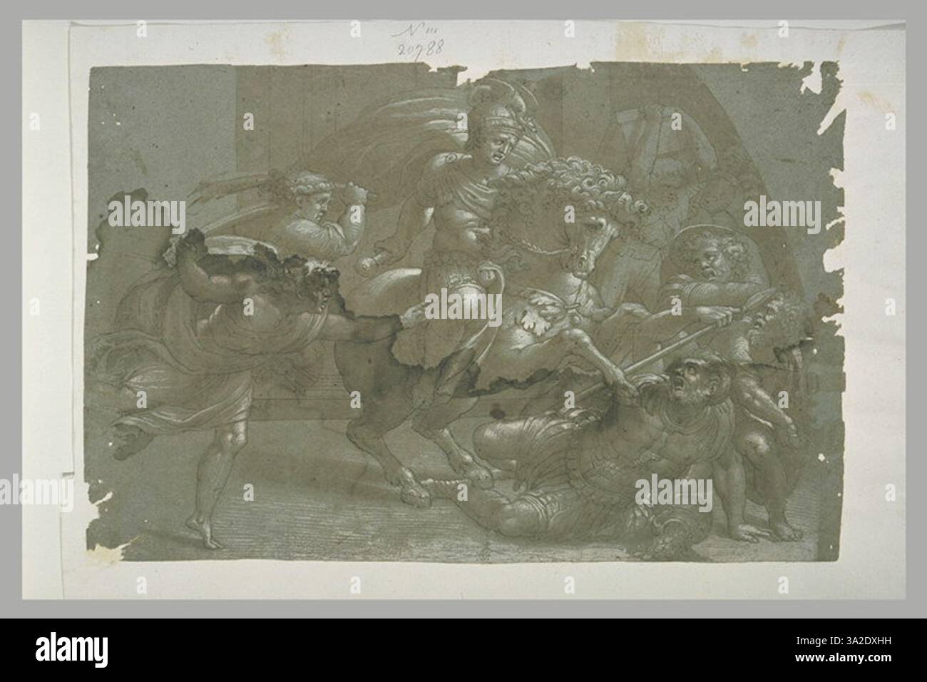 This reproduction illustrates three angels driving Heliodorus from the ...