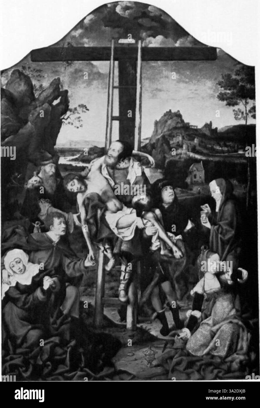 This artwork, created by Joos van Cleve, Jan Provost, and Joachim Patenier, features ...