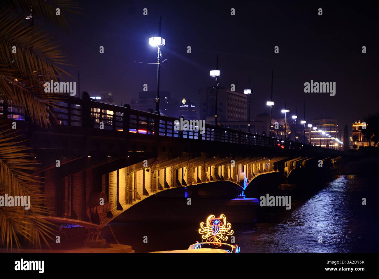 Qasr El Nil bridge in nighttime Stock Photo - Alamy