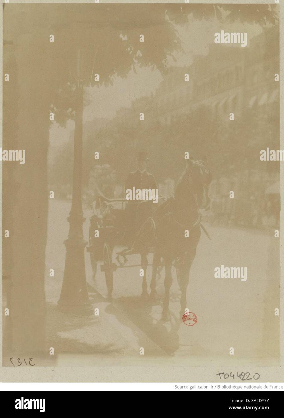 Eugène Atget's photograph of a fiacre, a horse-drawn carriage, offers a ...